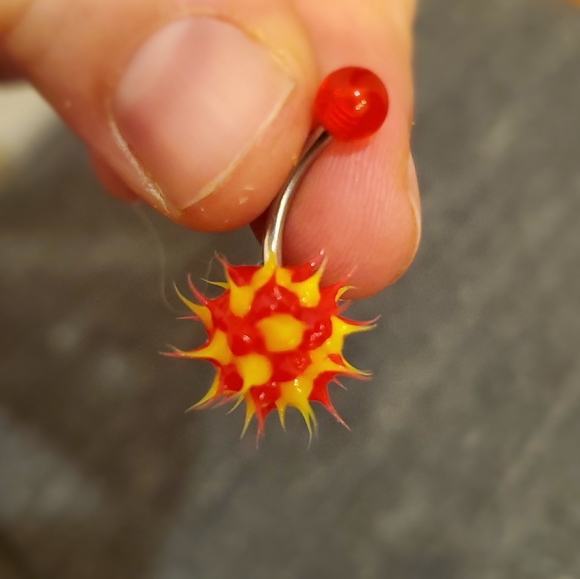 Jewelry | Belly Button Ring Navel Piercing With Spike Silicone Ball ...